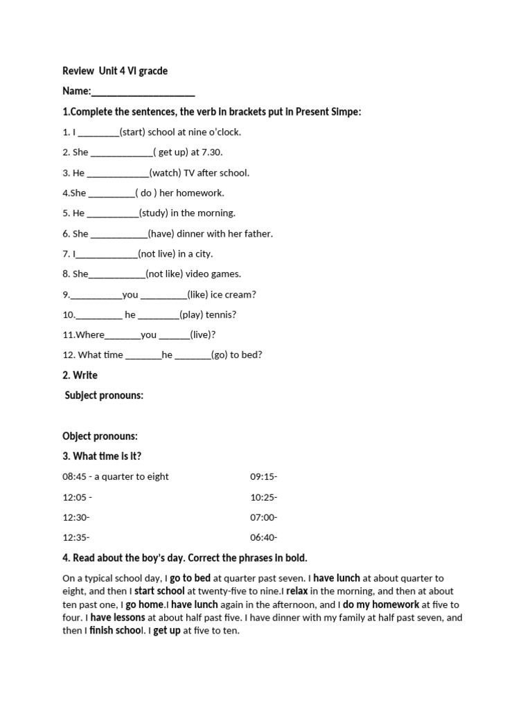 Review Unit 4 | PDF