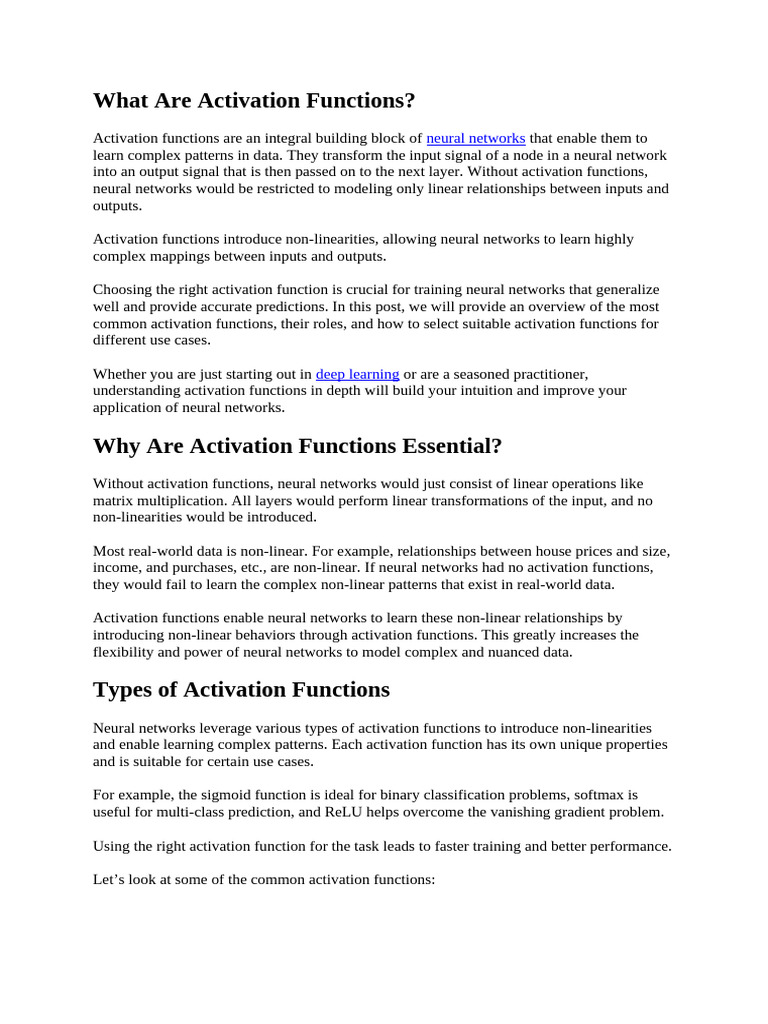What Are Activation Functions | PDF | Nonlinear System | Function ...