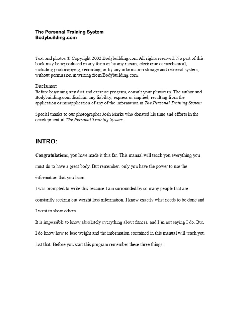 The Personal Training System | PDF | Fat | Strength Training