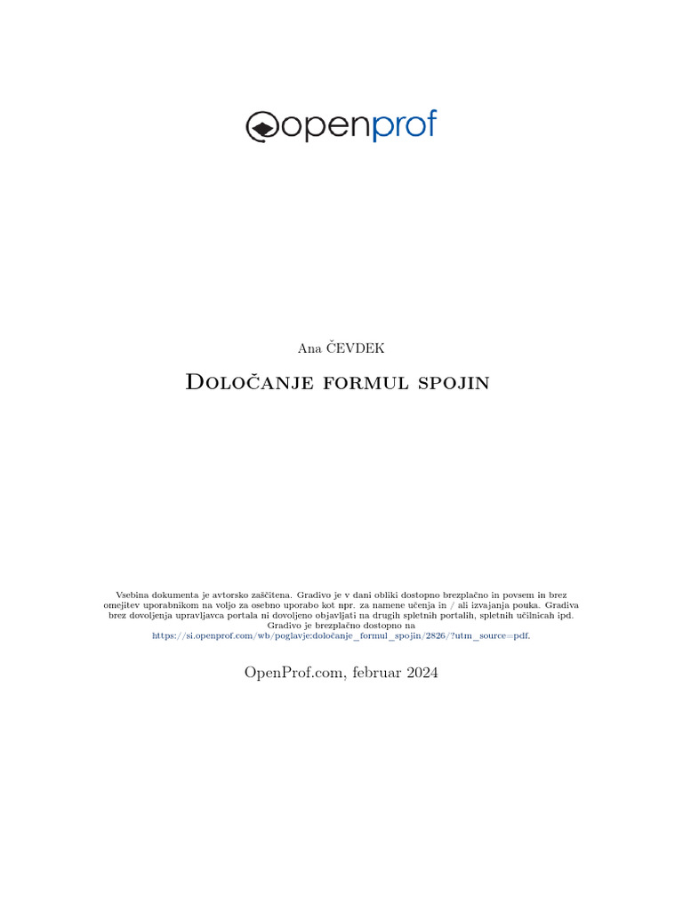 Dolocanje Formul Spojin 1 1 0 2826 | PDF