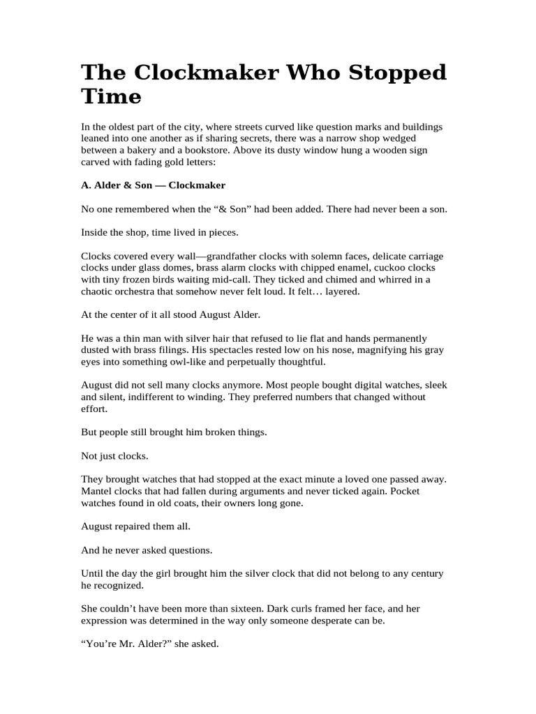 The Clockmaker Who Stopped Time | PDF | Clock | Horology