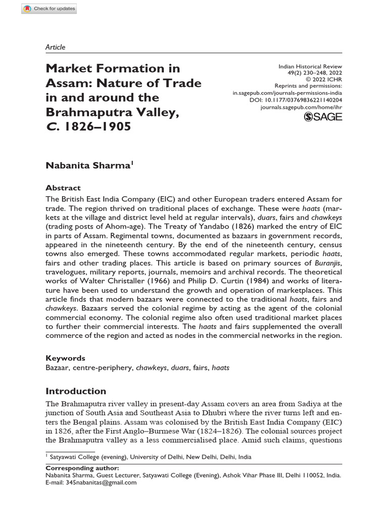 Market Formation in Assam Nature of Trad | PDF | Market (Economics ...