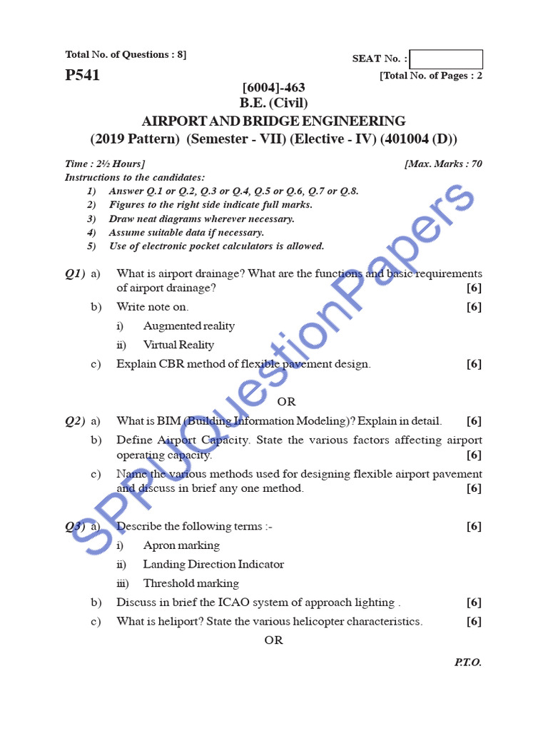Be Civil Engineering Semester 7 2023 May Airport and Bridge Engineering ...