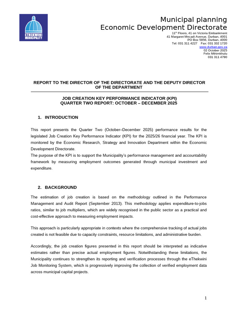 Sdbip q2 Jobs Kpi Report 2025-2026 | PDF | Performance Indicator ...