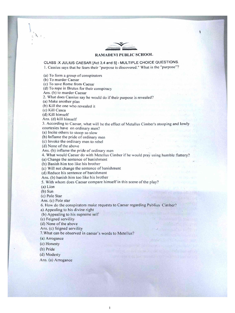 Julius Caesar MCQ | PDF