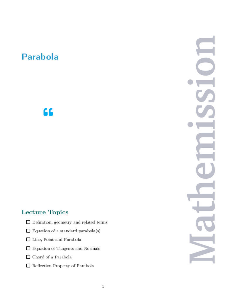 1109.2LecturingNotes Parabola | PDF | Geometric Shapes | Manifold