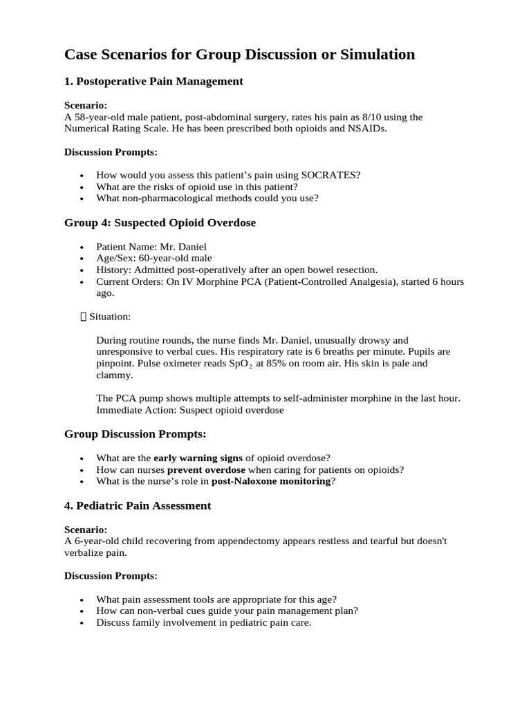 Pain Case Scenarios | PDF