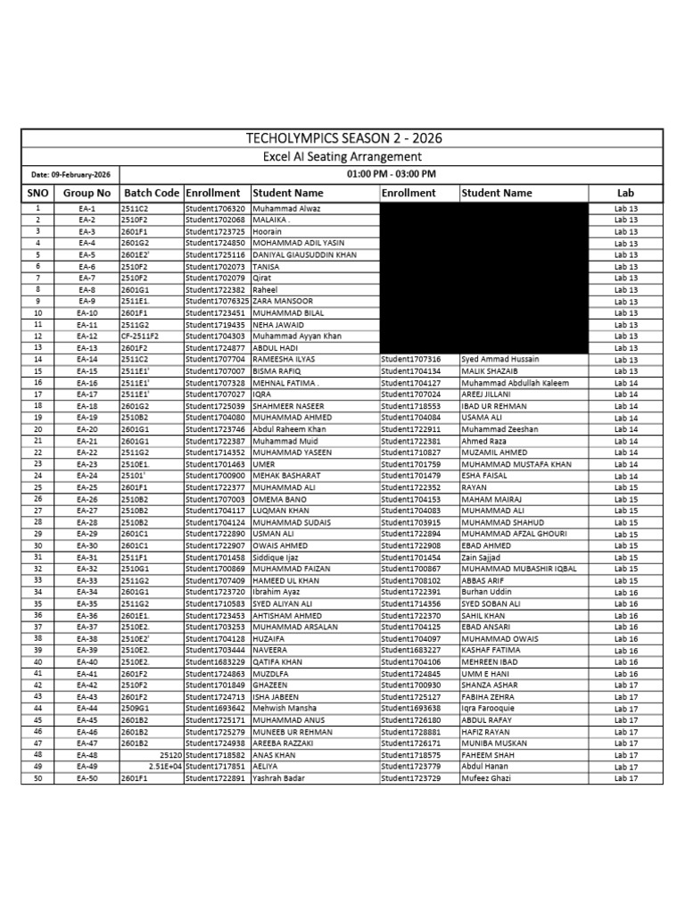 Excel Ai Seating Arrangements | PDF