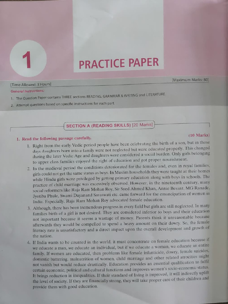 English Practice Paper 1 | PDF