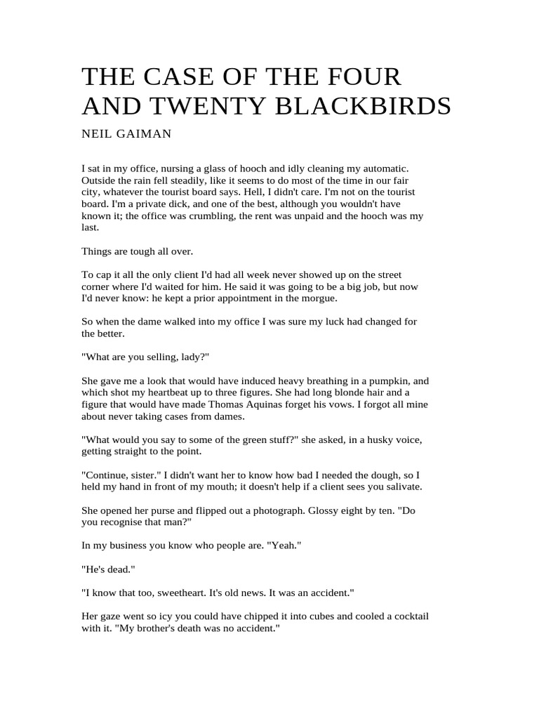 The Case of the Four and Twenty Blackbirds | PDF