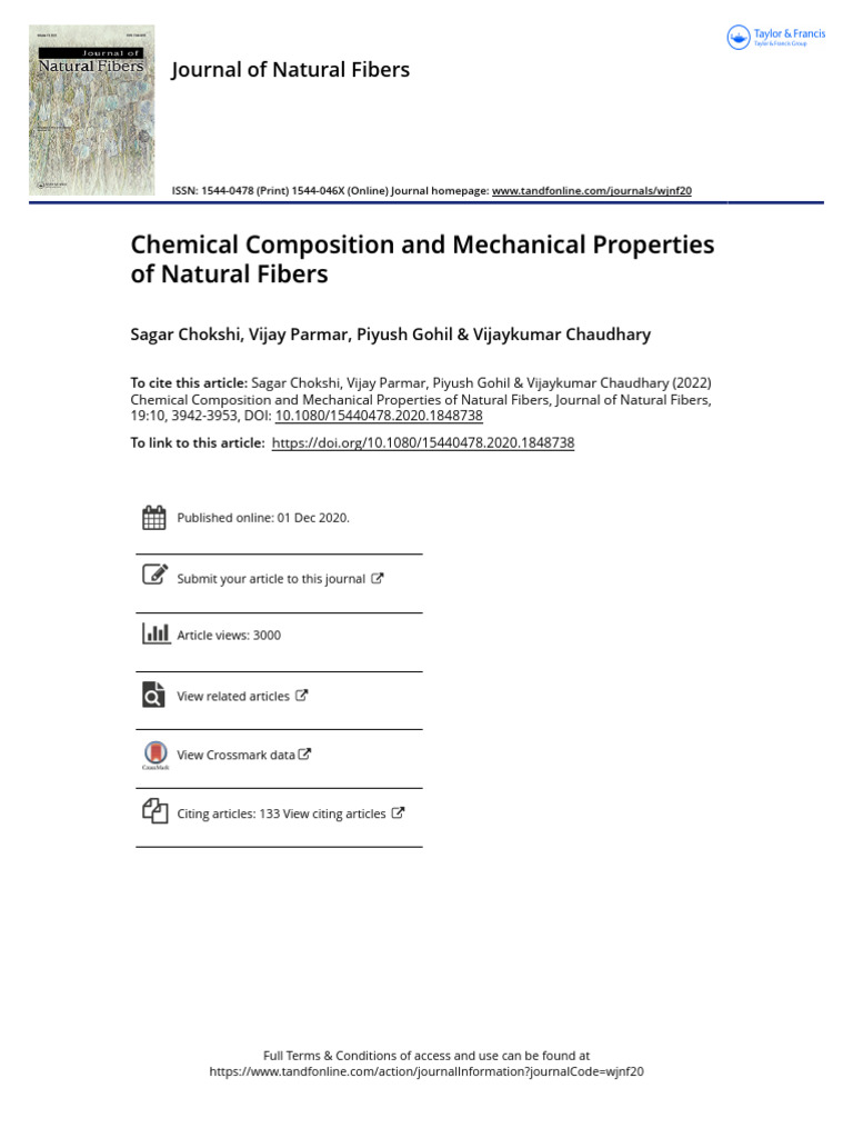 Chemical Composition and Mechanical Properties of Natural Fibers | PDF ...