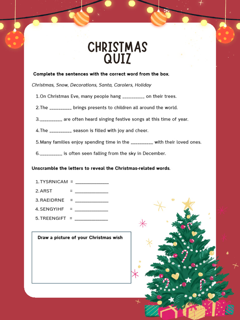 Christmas Quiz Worksheet | PDF