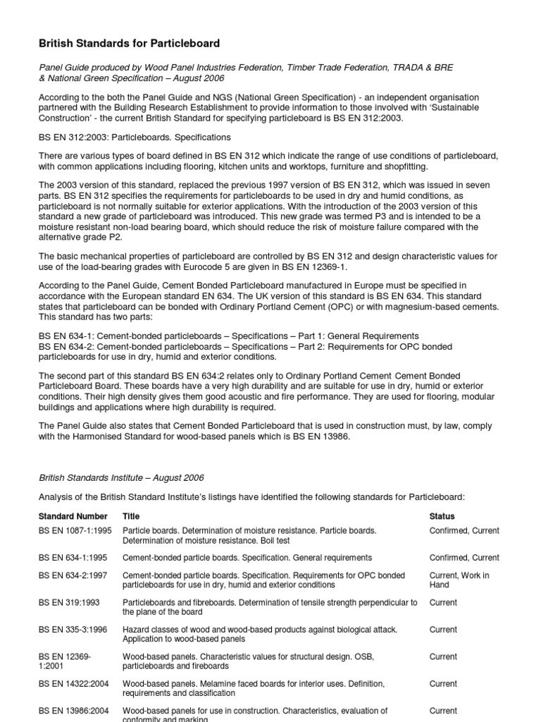 British Standards for Particleboard | PDF | Window | Water Heating