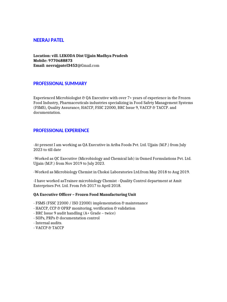 Neeraj Patel Resume | PDF