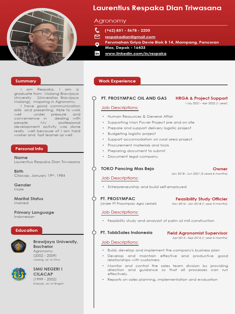 Cv Laurentius Respaka Dian Triwasana - 121522 | PDF