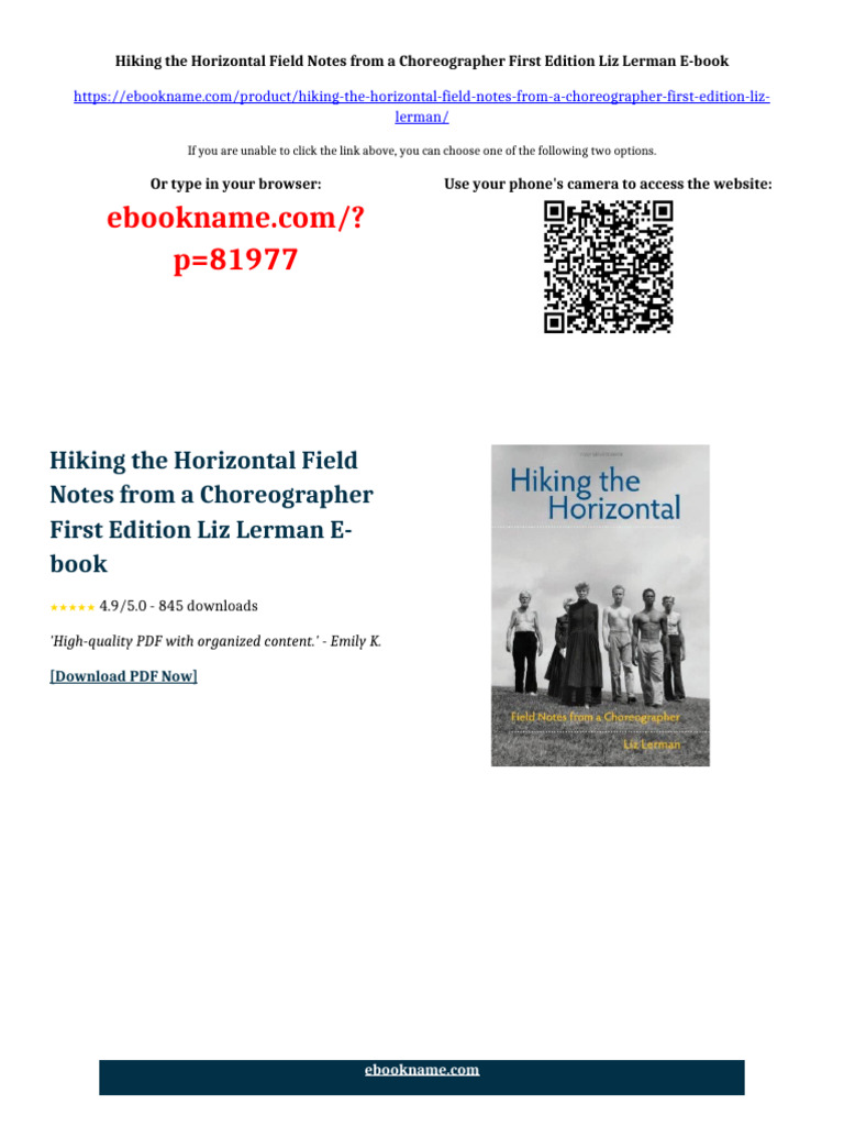 Hiking the Horizontal Field Notes from a Choreographer First Edition ...