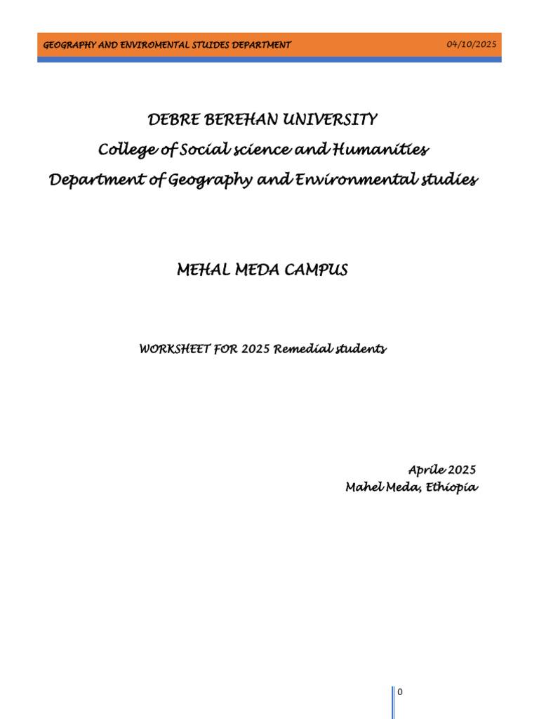 Geography Worksheet, 2025 | PDF | Geography | Earth Sciences