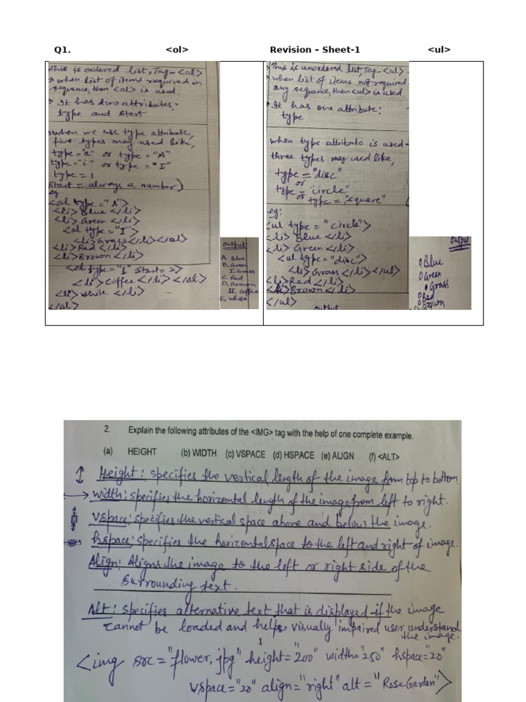 HTML Revisionsheet 1(Solved) Finalexam2026 2 1 | PDF