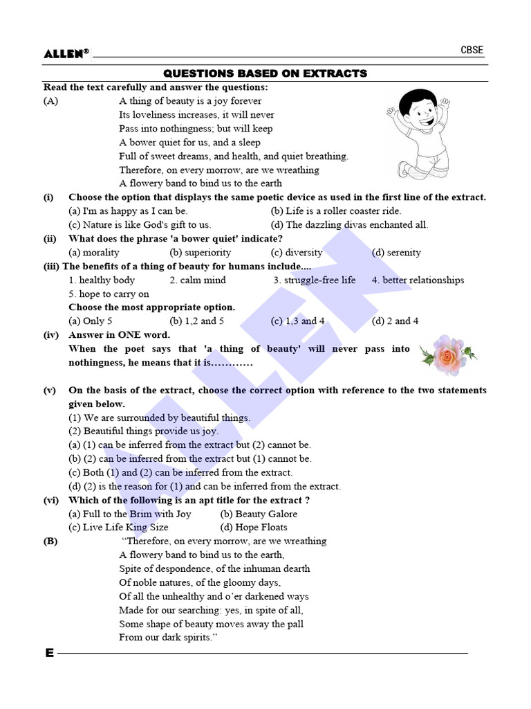 A Thing of Beauty - Exercise | PDF | Beauty | John Keats