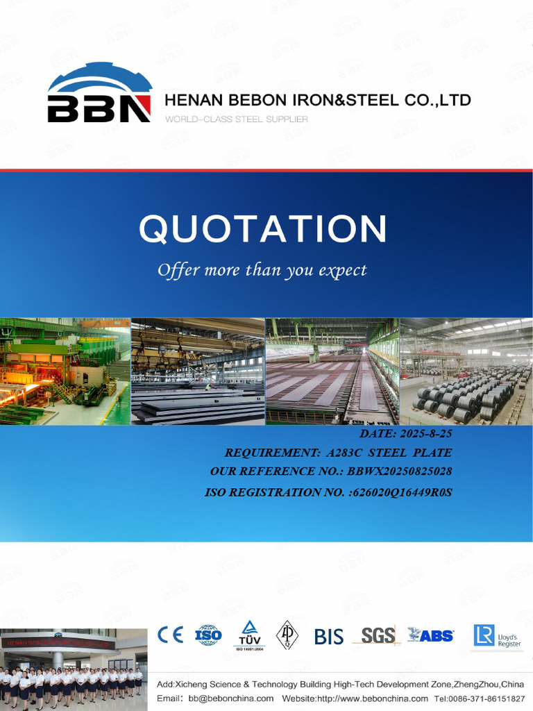 Bebon Fob &cif Basra Um Kasr Port Quotation For A283c Steel Plate ...