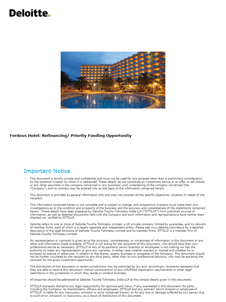 Brief Teaser Ferdous Hotels Final | PDF | Expense