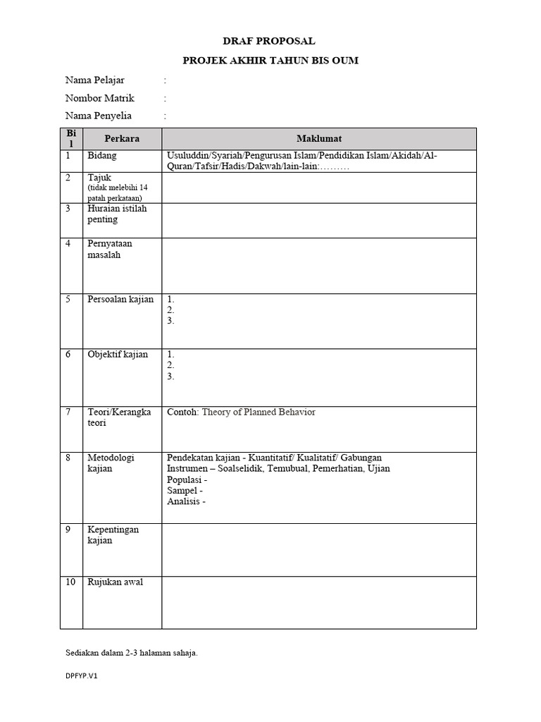 Draf Proposal Projek Akhir Tahun BIS 821 | PDF