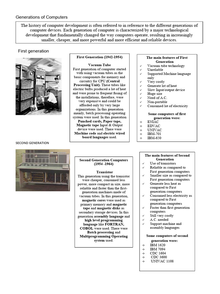 Generations of Computers | PDF | Very Large Scale Integration ...