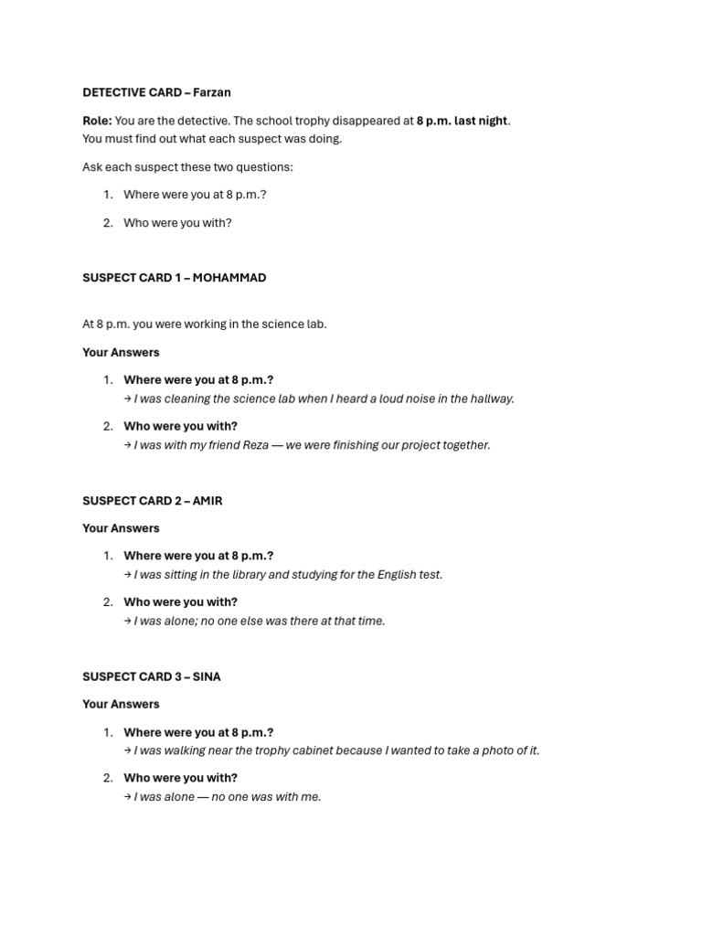 Detective Card | PDF
