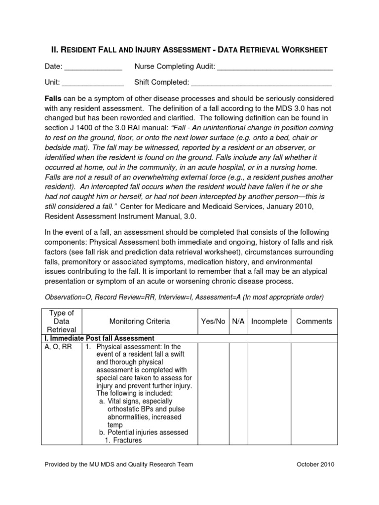 Resident Fall and Injury | Nursing Home Care | Medicine