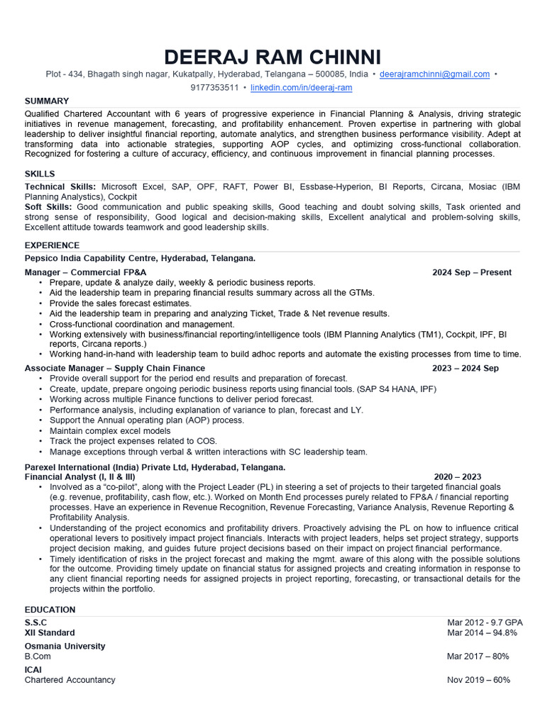 Deeraj Ram Chinni - Resume | PDF | Analytics | Business