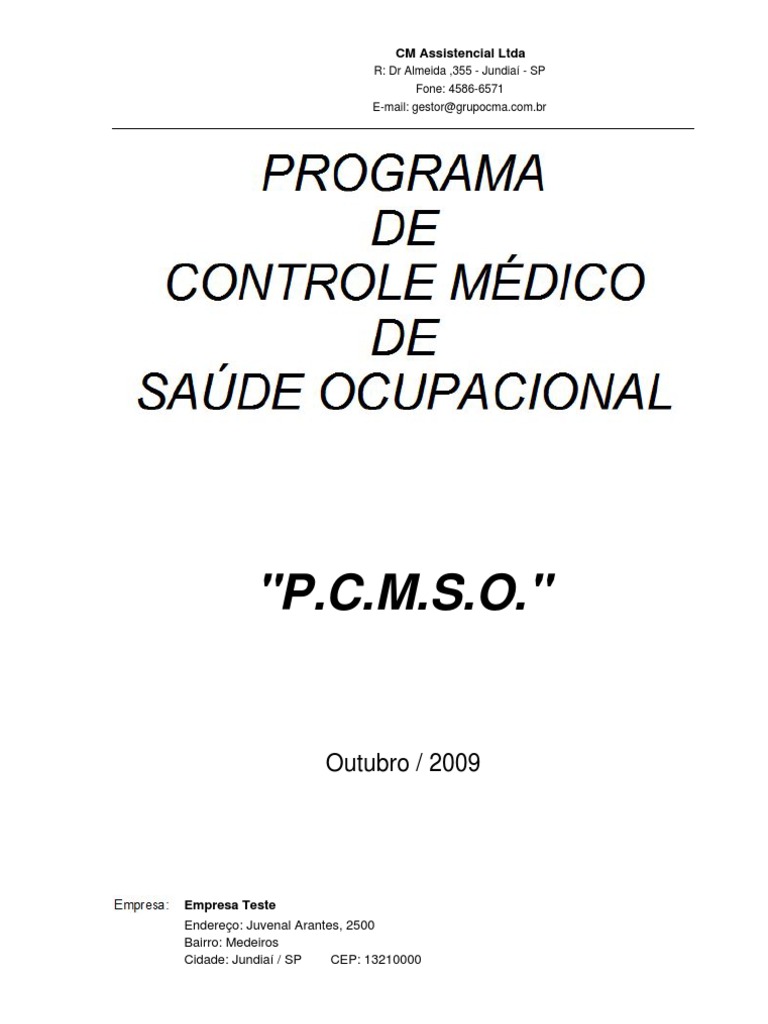 Modelo Pcmso | PDF | Indústrias de serviços | Ciências da Saúde