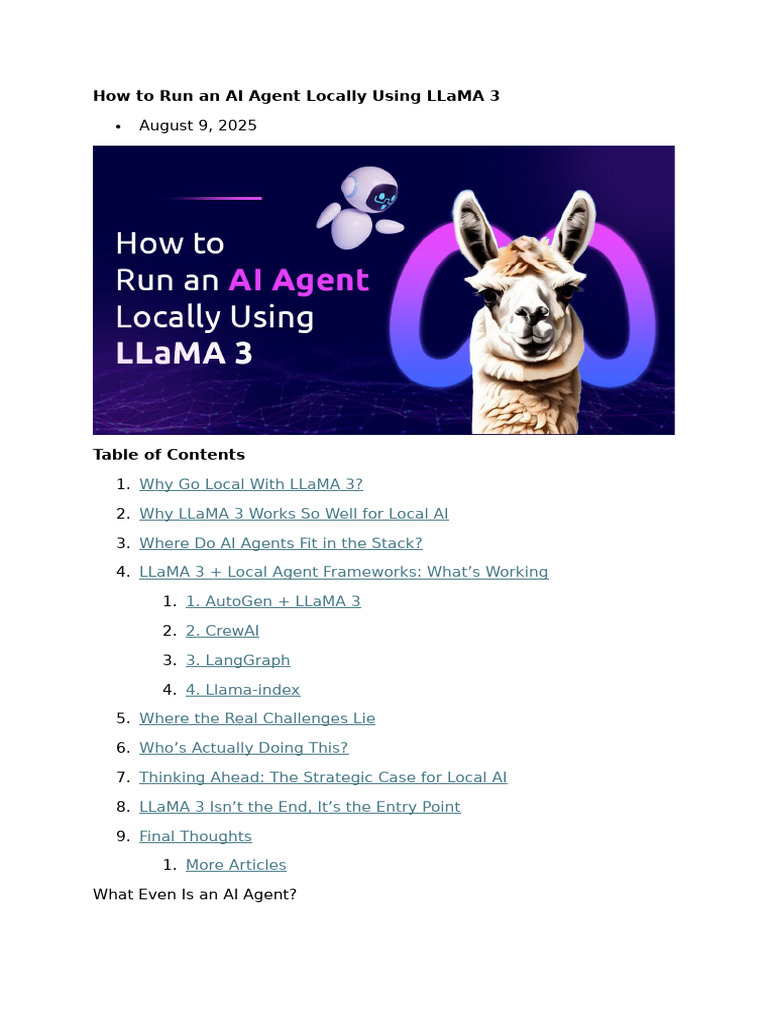 How To Run An AI Agent Locally Using LLaMA 3 | PDF