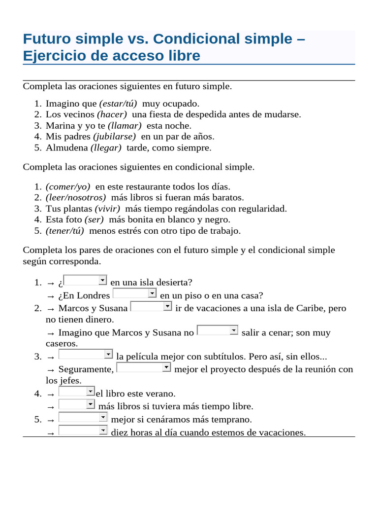 Futuro y Condicional Simple | PDF