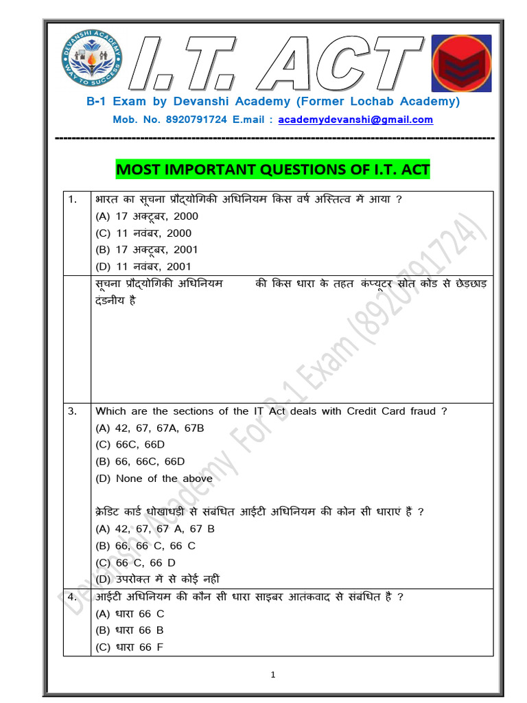 It Act Important Questions | PDF