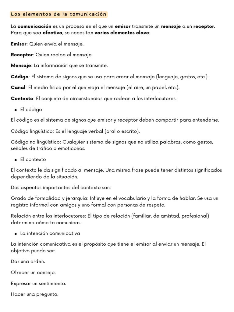 Los Elementos de La Comunicación | PDF