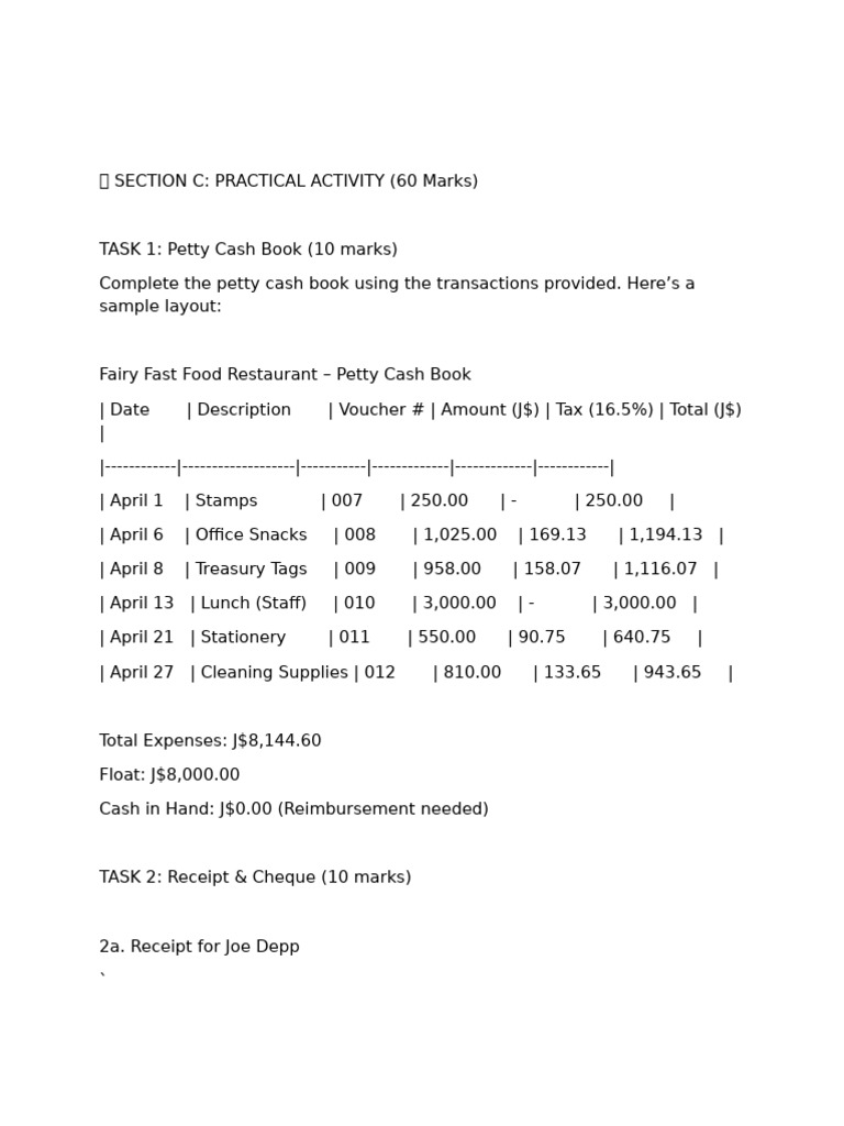 Juday Practical Paper | PDF | Cheque | Receipt