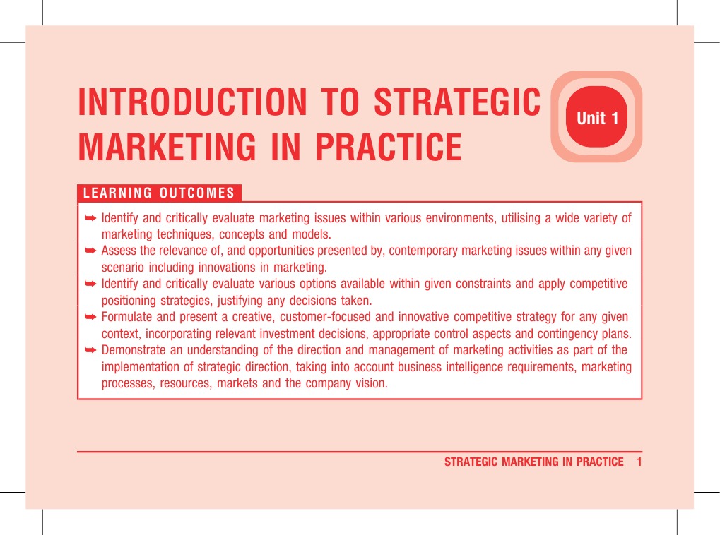 Introduction To Strategic Marketing in Practice: Unit 1 | PDF ...