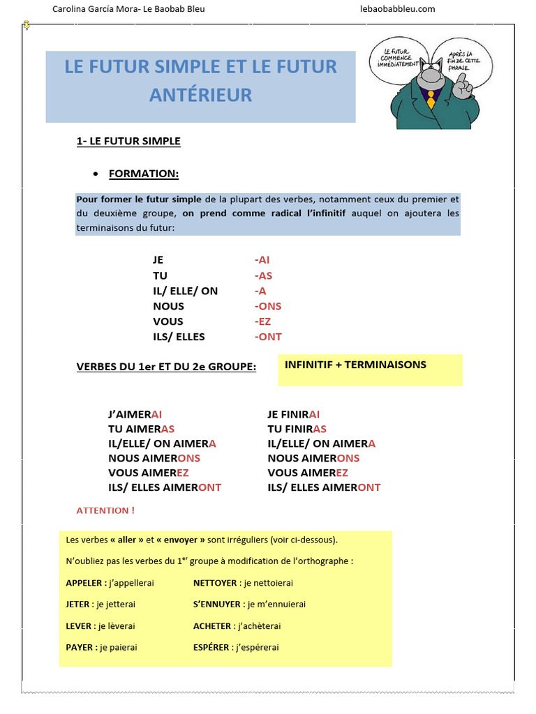 Le Futur Simple Et Le Futur Antc3a9rieur | PDF | Verbe | Mécanique du ...
