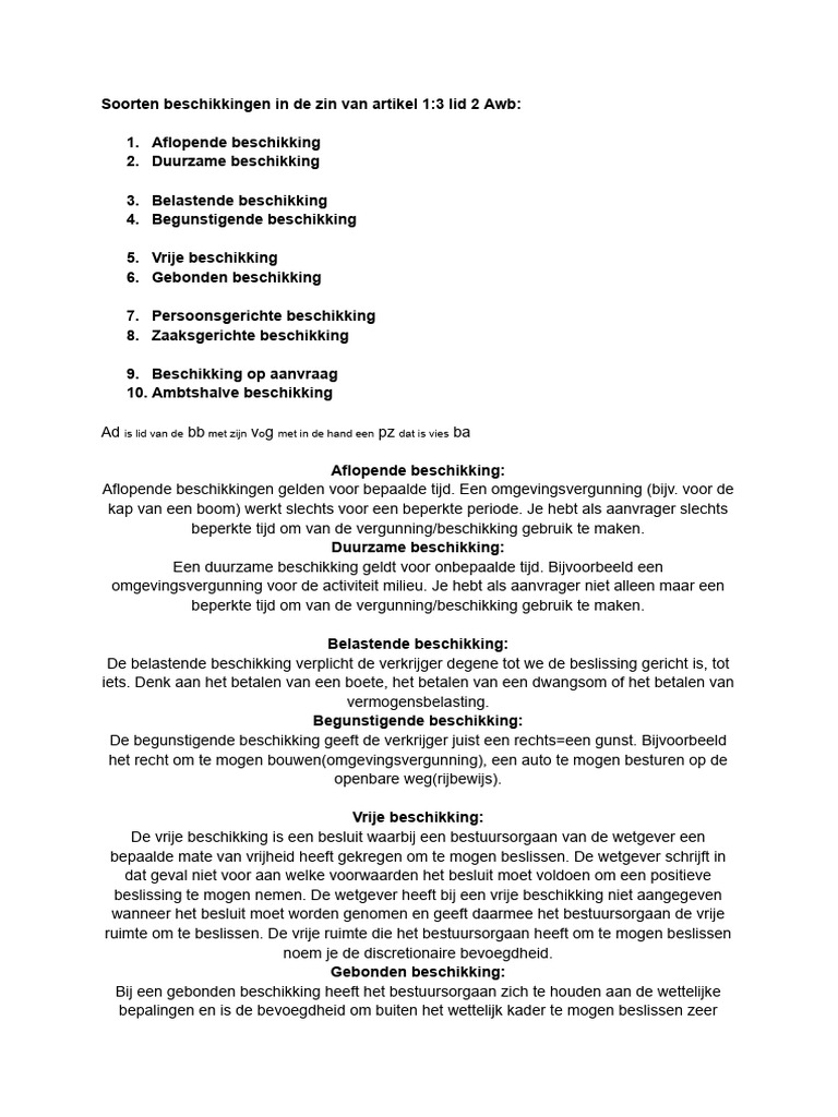 #4-Soorten beschikkingen in de zin van artikel 1_3 lid 2 Awb | PDF