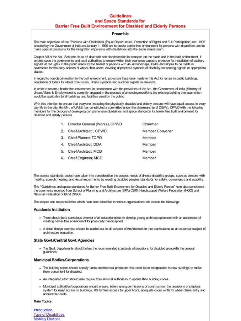 Standard For Disability | PDF | Wheelchair | Accessibility