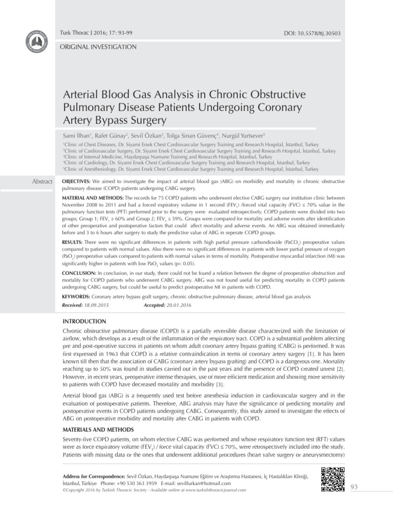 Arterial Blood Gas Analysis in Chronic Obstructive Pulmonary Disease ...