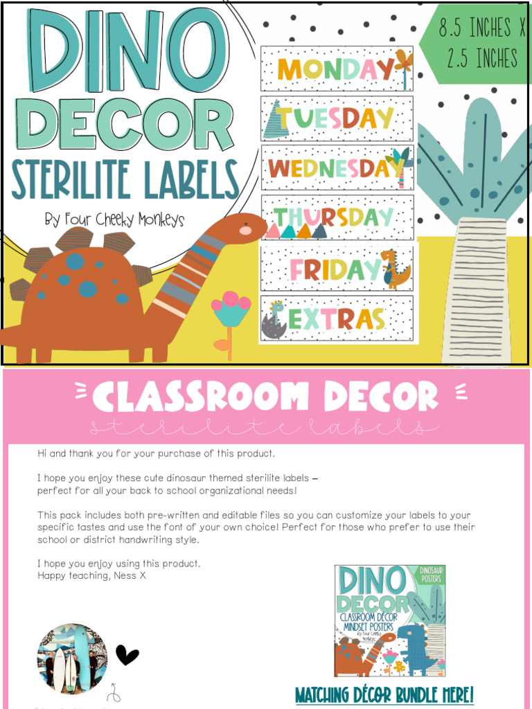 Sterilite Labels Dinosaur Theme | PDF