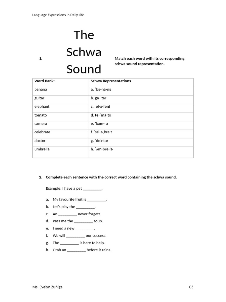 The Schwa Sound | PDF