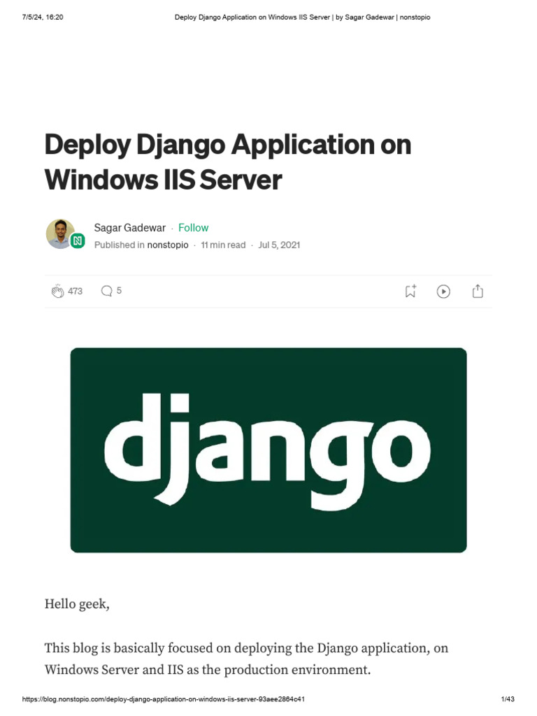 Deploy Django Application On Windows IIS Server - by Sagar Gadewar ...