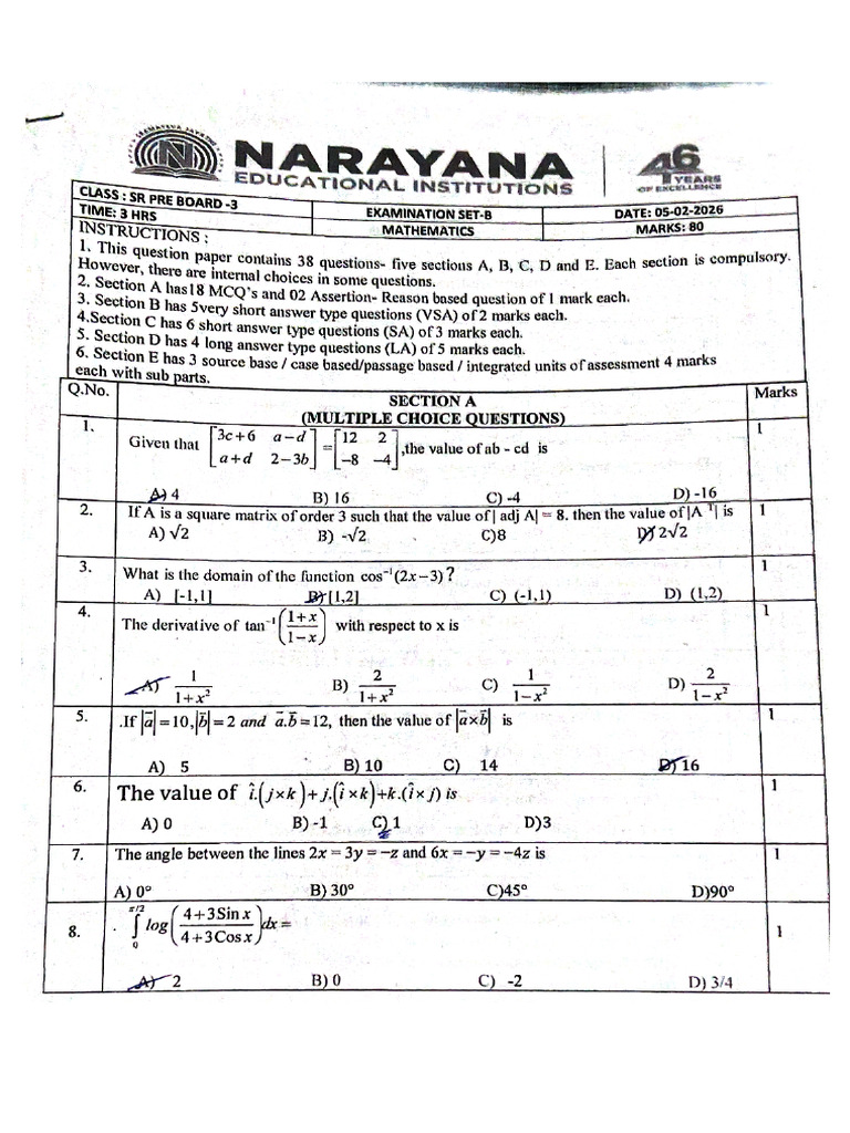 Maths Pre Board Paper 2 | PDF