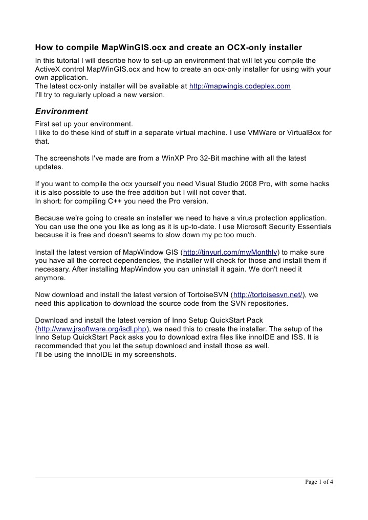 How To Compile MapWinGIS - Ocx and Create An OCX-Only Installer | PDF ...