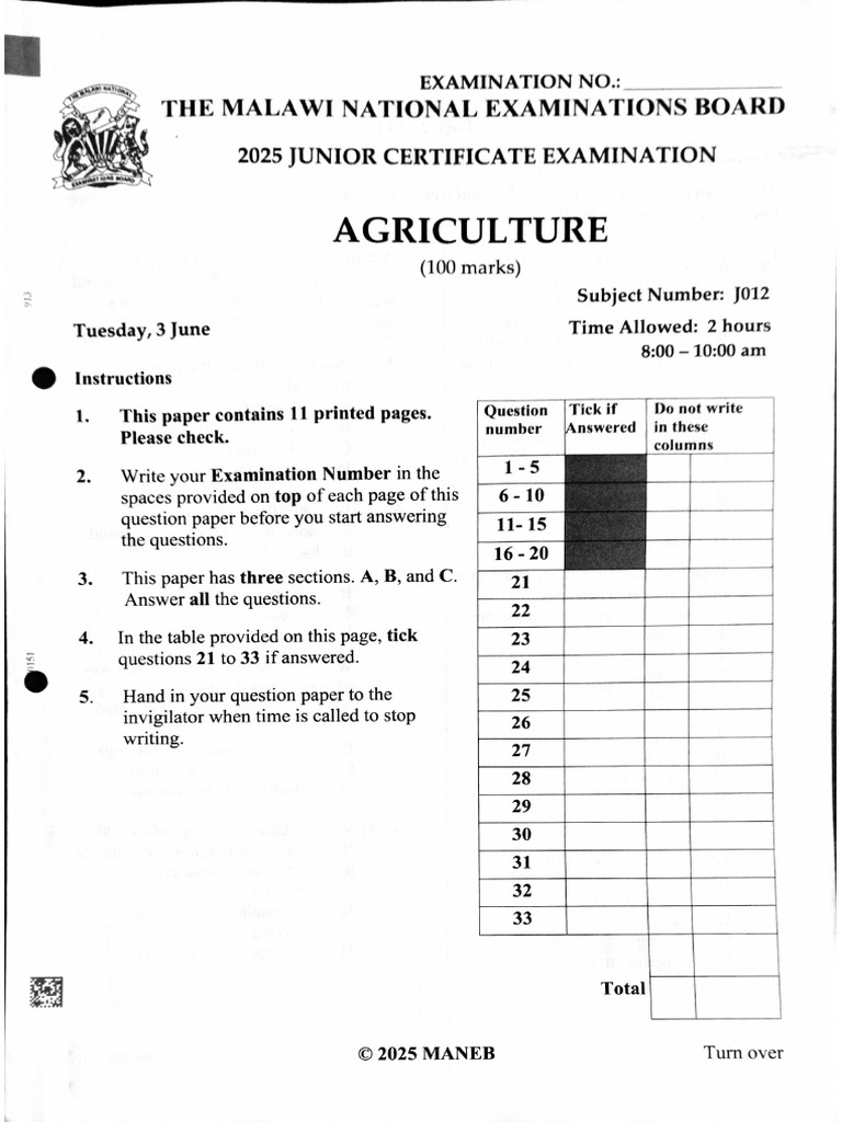 Agri Maneb Jce 2025 | PDF