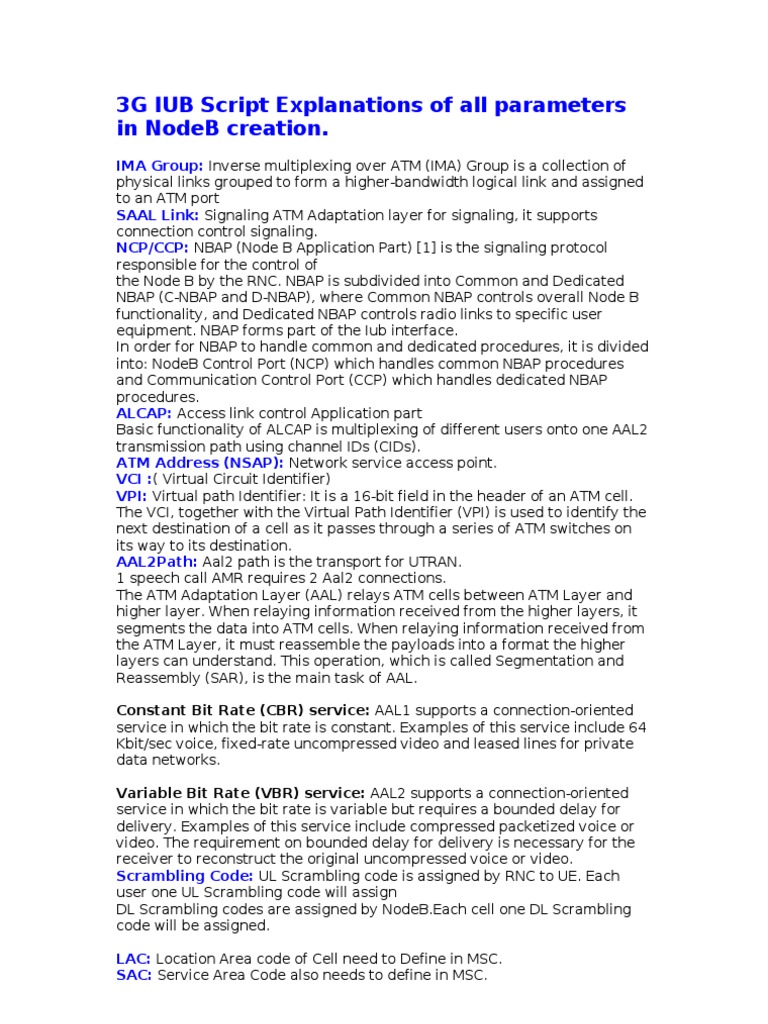 3G IUB Parameters | PDF | Asynchronous Transfer Mode | Computer Standards
