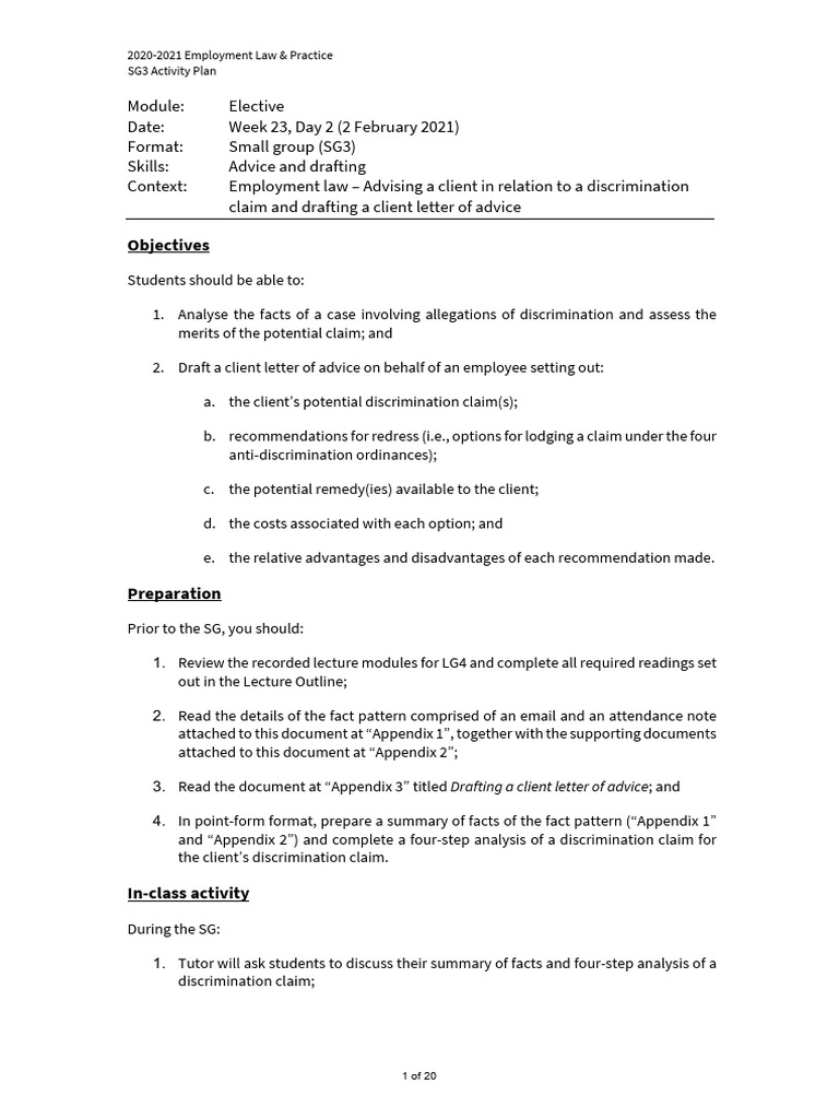 SG3 Activity Plan (FT) Moodle | PDF | Employment