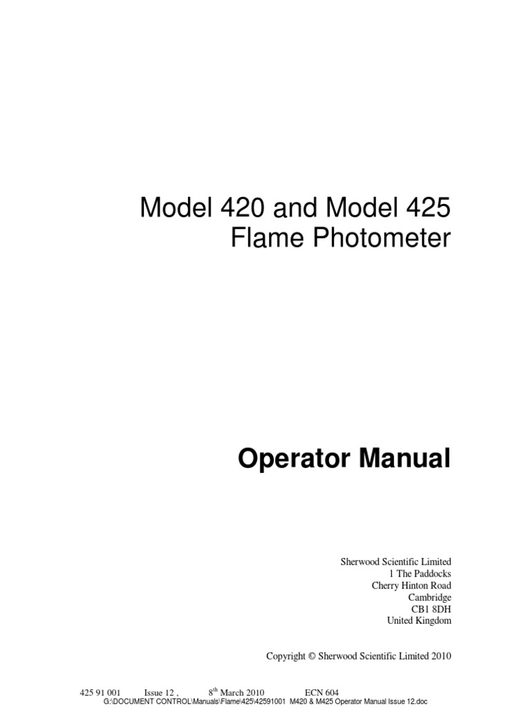 M420 & M425 Operator Manual Issue 12 | PDF | Electrical Connector | Chemistry